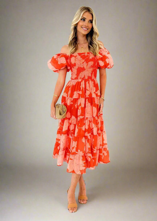 Mabel Flowing Off-Shoulder Maxi Dress with Vintage-Inspired – Rebooters