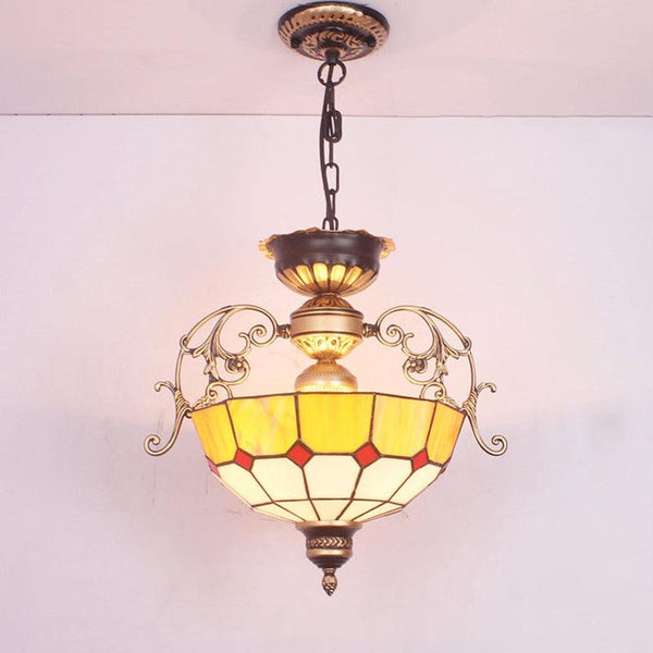 Inverted Dome Chandelier Light 3 Bulbs Gridded | Rebooters