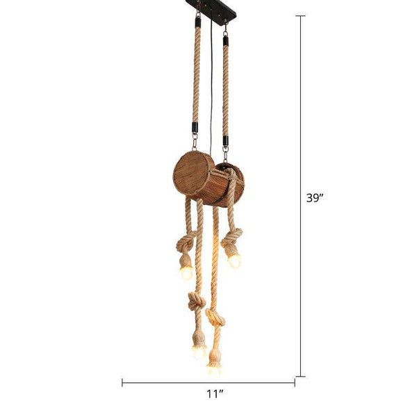 Naked Bulb Roped Pendant Light Rustic Suspension | Rebooters