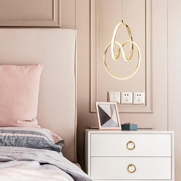 Interlocking Metal Chandelier Lamp Art Deco Gold | Rebooters