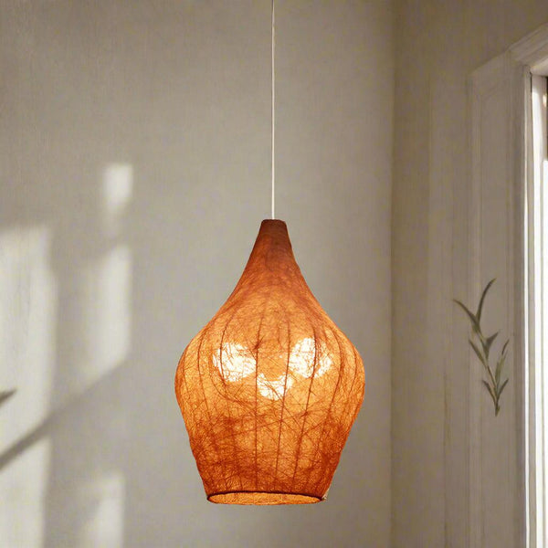 1 Bulb Bedroom Pendulum Lighting Asian Light Yellow Chandelier | Rebooters