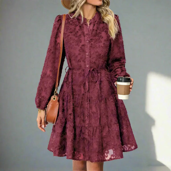Women's Lace Midi Dress - A-Line Silhouette - Long Sleeve – Rebooters